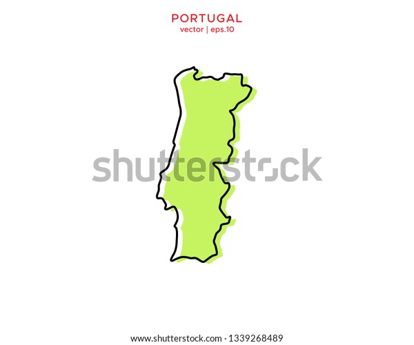 Green Outline Map Portugal Vector Design Stock Vector (Royalty Free ...