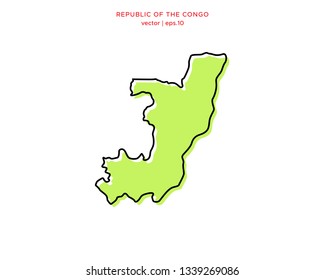 Green Outline Map Republic Congo Vector Stock Vector (Royalty Free ...