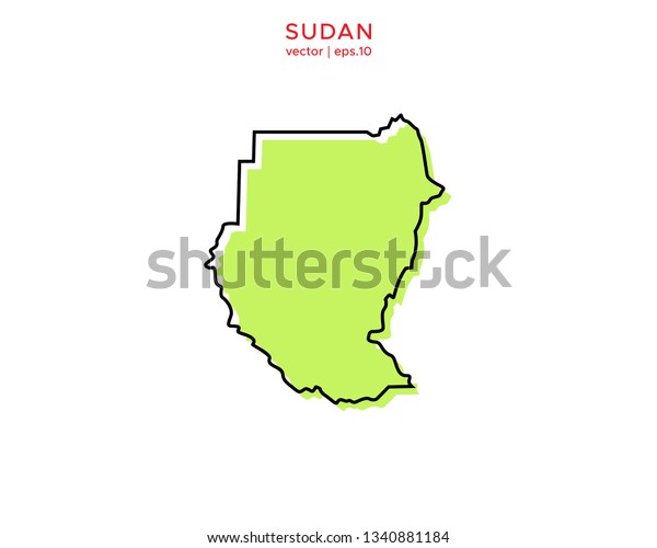 Green Outline Map Sudan Vector Design Stock Vector (Royalty Free ...