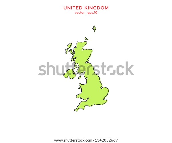 Green Outline Map United Kingdom Vector Stock Vector (Royalty Free ...