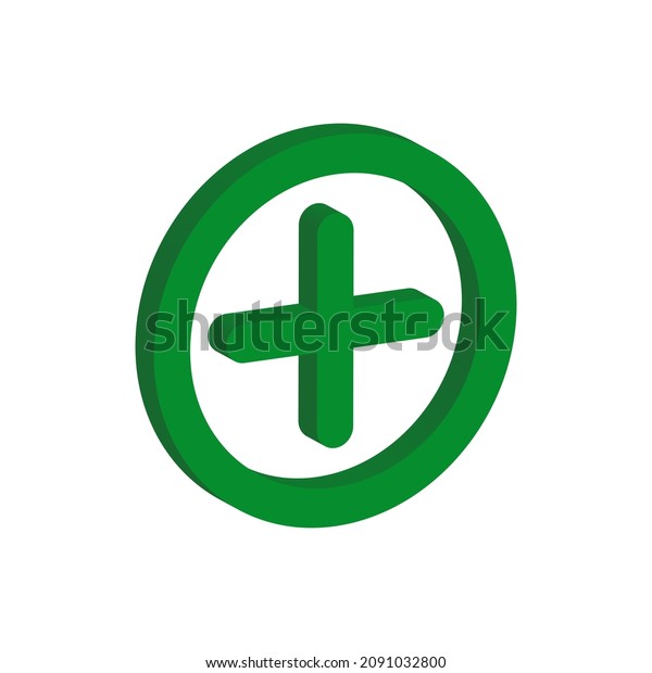 Green Outline Plus Sign 3d Isometric Stock Vector (Royalty Free ...