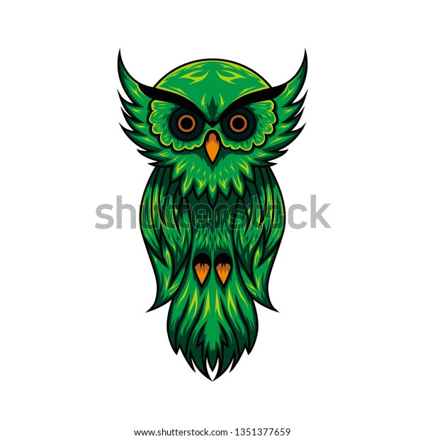 Green Owl Logo Vector Illustration Stock Vector (Royalty Free ...