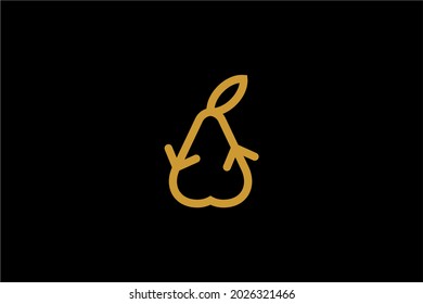 Green Pear Fruit Logo Design Outline Stock Vector (Royalty Free ...