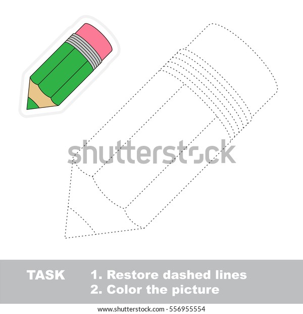 Green Pencil Be Traced Tracing Worksheet Stock Vector (Royalty Free ...