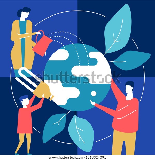 Green Planet Colorful Flat Design Style Stock Vector (Royalty Free ...