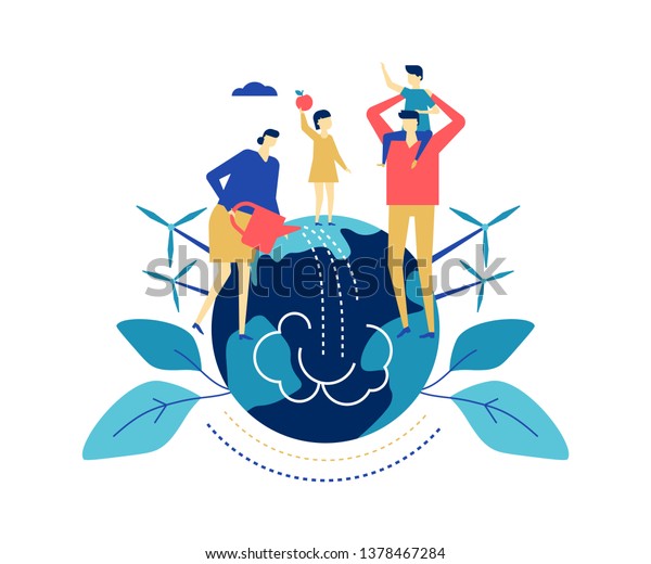 Green Planet Colorful Flat Design Style Stock Vector (Royalty Free ...