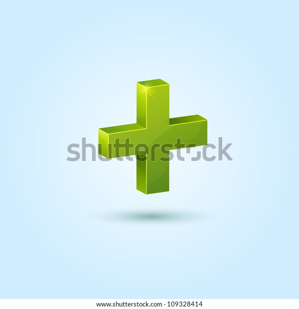 Green Plus Symbol Isolated On Blue Stock Vector (Royalty Free) 109328414