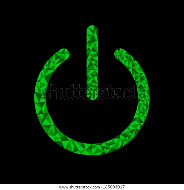 Green Power Button Icon Black Background Stock Vector (Royalty Free ...