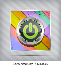 Green Power Button Icon On Colorful Stock Vector (Royalty Free ...