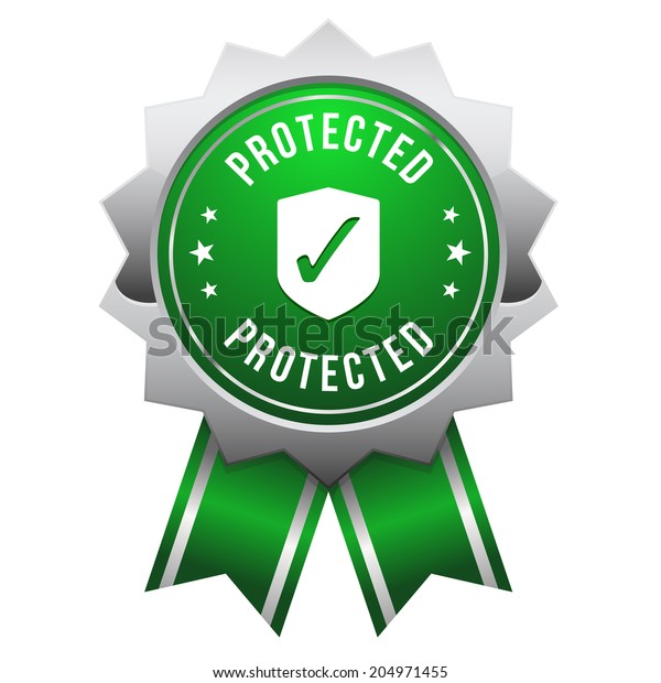 Green Protected Badge Metallic Border On Stock Vector (Royalty Free ...