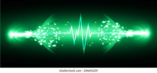 Green Pulse Light Abstract Technology Background Stock Vector (Royalty ...
