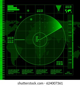 Green Radar Screen On Black Background Stock Vector (Royalty Free ...
