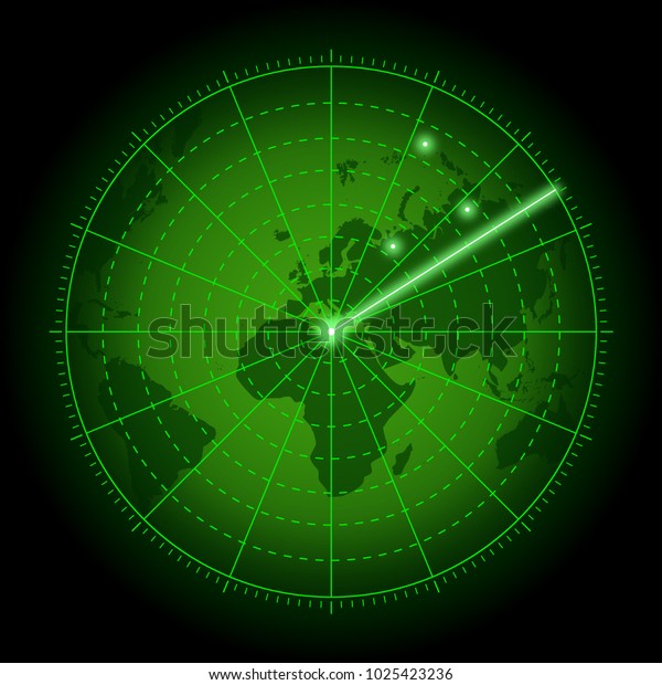 Green Radar Screen World Map Background Stock Vector (Royalty Free ...