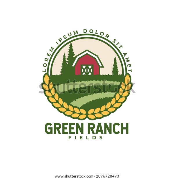 Green Ranch Field Wheat Logo Template Stock Vector (Royalty Free ...