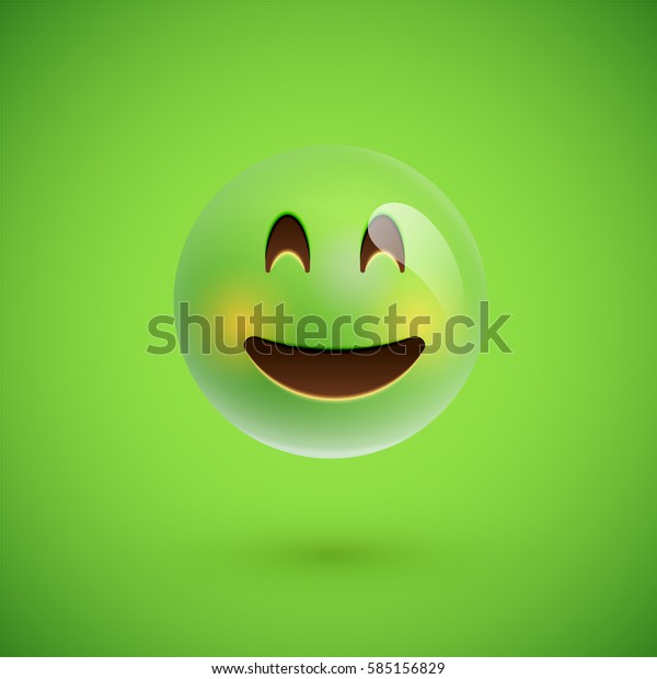 Green Realistic Emoticon Smiley Face Vector Stock Vector (Royalty Free ...