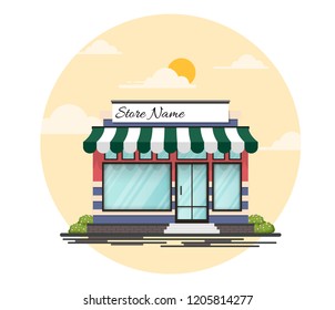 Green Red Store Building Background Stock Vector (Royalty Free ...