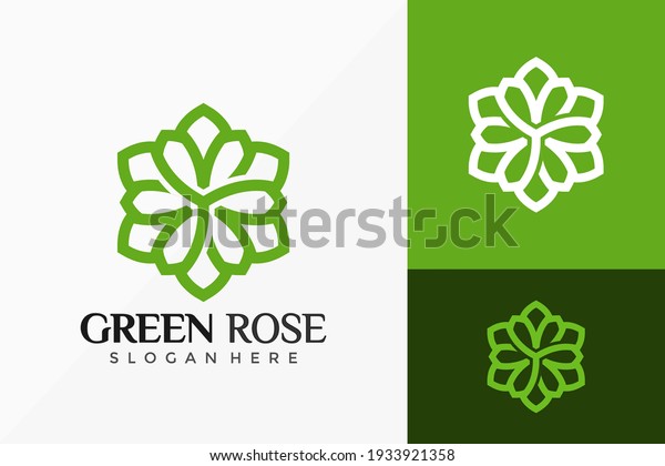 Green Rose Floral Logo Vector Design Stock Vector (Royalty Free ...