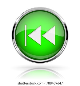 Green Round Media Button Rewind Button Stock Vector (Royalty Free ...