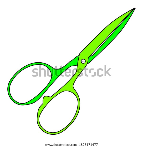 Green Scissor Vector Illustrationisolated On White Stock Vector ...