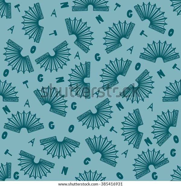 Green seamless argentine tango background with little bandoneons and ...