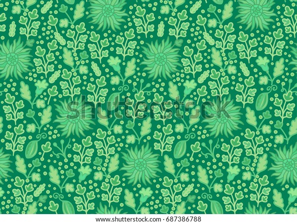 Green Seamless Floral Pattern Decorative Daisy Stock Vector (Royalty ...