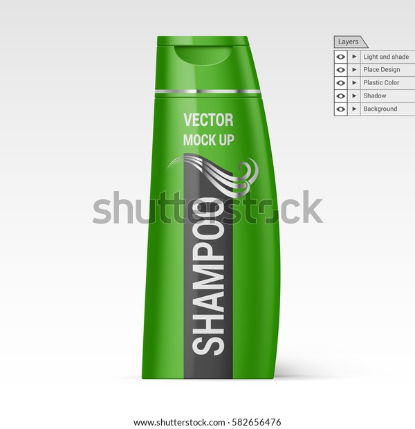 Green Shampoo Bottle Isolated On White Stock Vector (Royalty Free ...