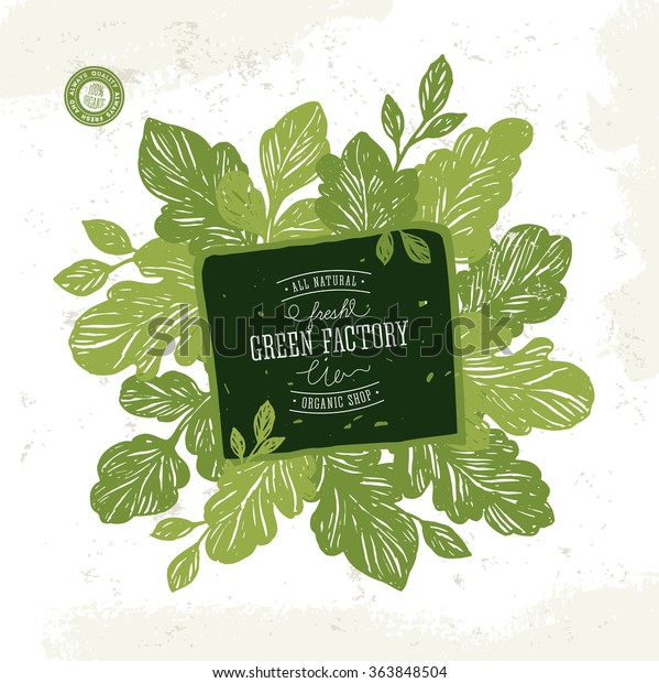 Green Shop Design Template Organic Background Stock Vector (Royalty ...