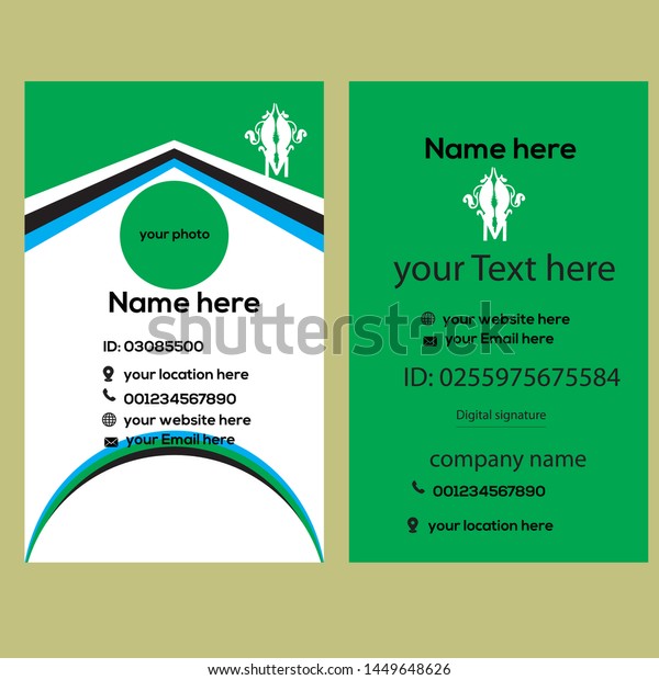 Green Simple Id Card Template Stock Vector (Royalty Free) 1449648626 ...