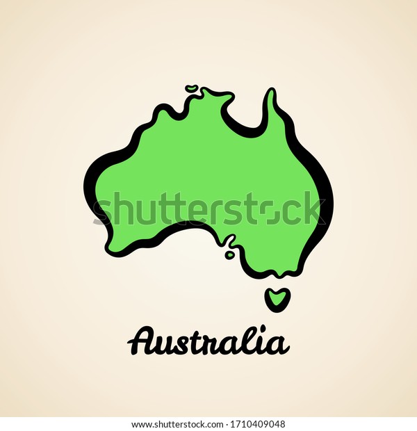 Green Simplified Map Australia Black Outline Stock Vector (Royalty Free ...