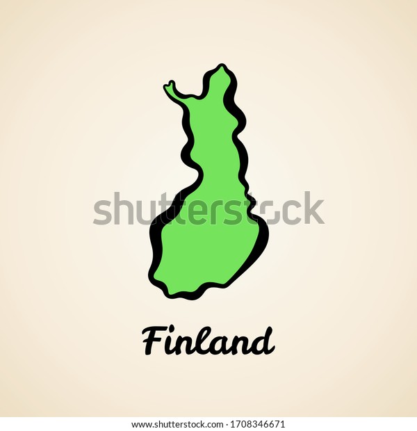 Green Simplified Map Finland Black Outline Stock Vector (Royalty Free ...