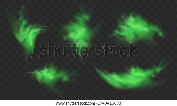 Green Smoke Set Isolated On Transparent Stock Vector (Royalty Free ...