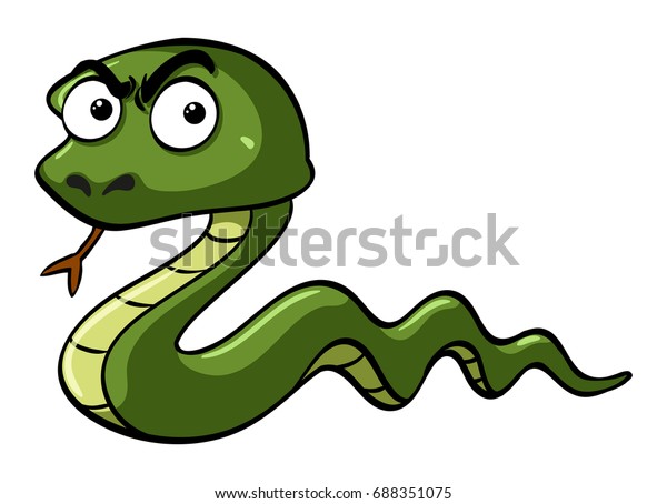 Green Snake Serious Face Illustration Stock Vector (Royalty Free) 688351075