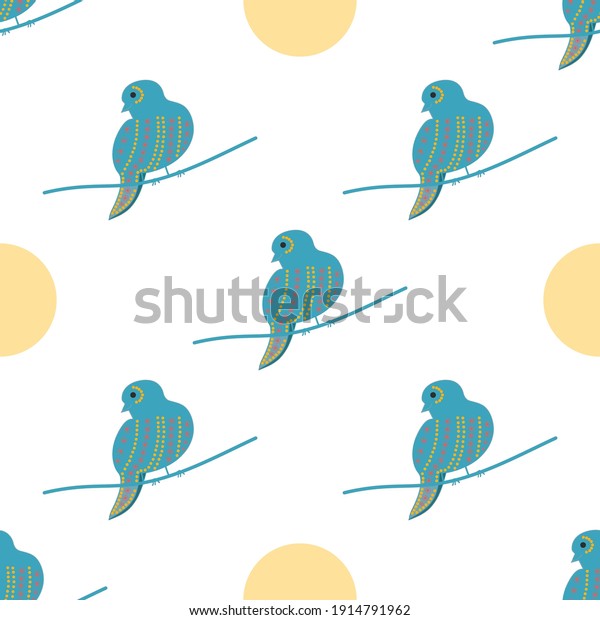 Green Sparrow Yellow Circle Form Pattern Stock Vector (Royalty Free ...
