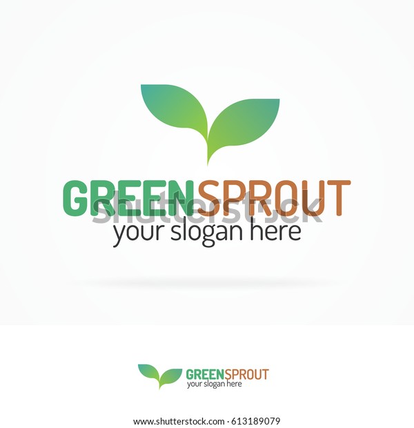Green Sprout Logo Set Silhouette Leaves Stock Vector (Royalty Free ...