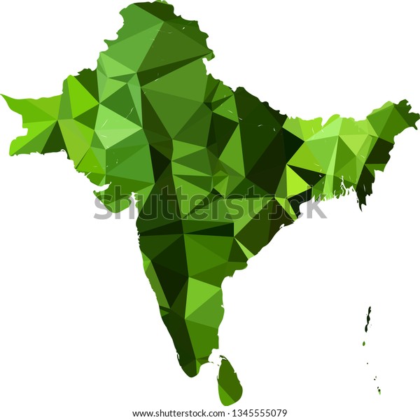 Green Summer India Map Low Poly Stock Vector (Royalty Free) 1345555079 ...