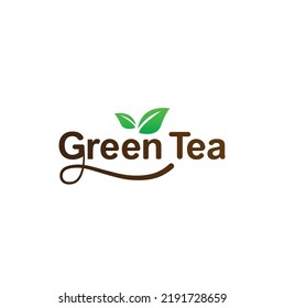 Green Tea Lettering Logo Tea Leaf Stock Vector (Royalty Free ...
