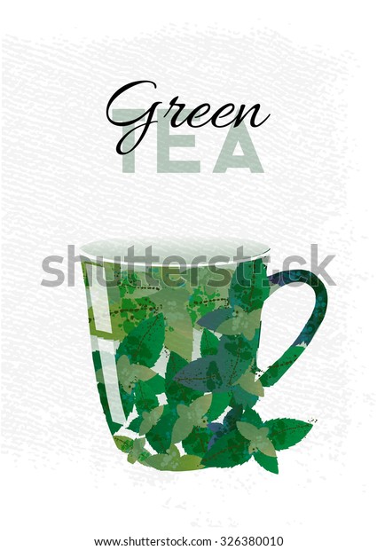Green Tea Watercolor Vector Background Stock Vector (Royalty Free ...
