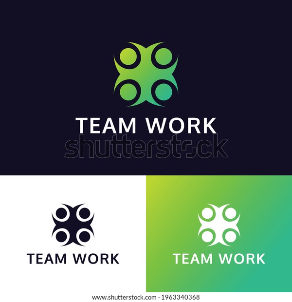 Green Teamwork Symbol Logo Design Stock Vector (Royalty Free ...