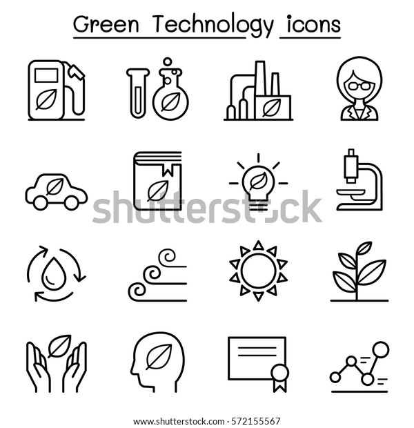 Green Technology Icon Set Thin Line Stock Vector (Royalty Free ...
