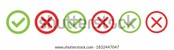 Green Tick Red Cross Sign Circle Stock Vector (Royalty Free) 1832447047 ...