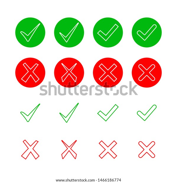 Green Tick Symbol Red Cross Sign Stock Vector (Royalty Free) 1466186774 ...