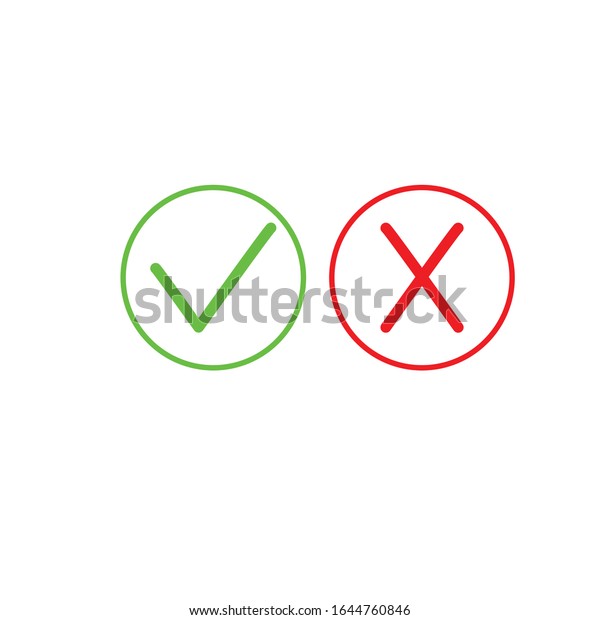 Green Tick Symbol Red Cross Sign Stock Vector (Royalty Free) 1644760846 ...