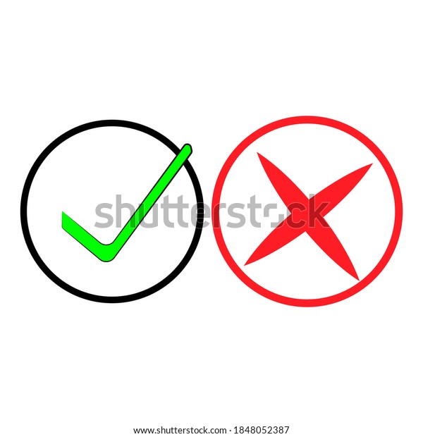 Green Tick Symbol Red Cross Sign Stock Vector (Royalty Free) 1848052387 ...