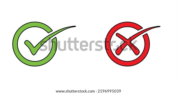 Green Tick Symbol Red Cross Sign Stock Vector (Royalty Free) 2196995039 ...