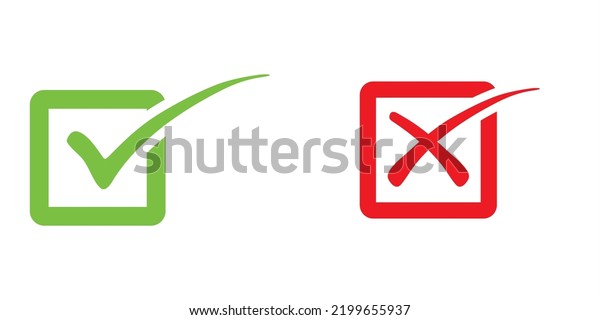 Green Tick Symbol Red Cross Sign Stock Vector (Royalty Free) 2199655937 ...