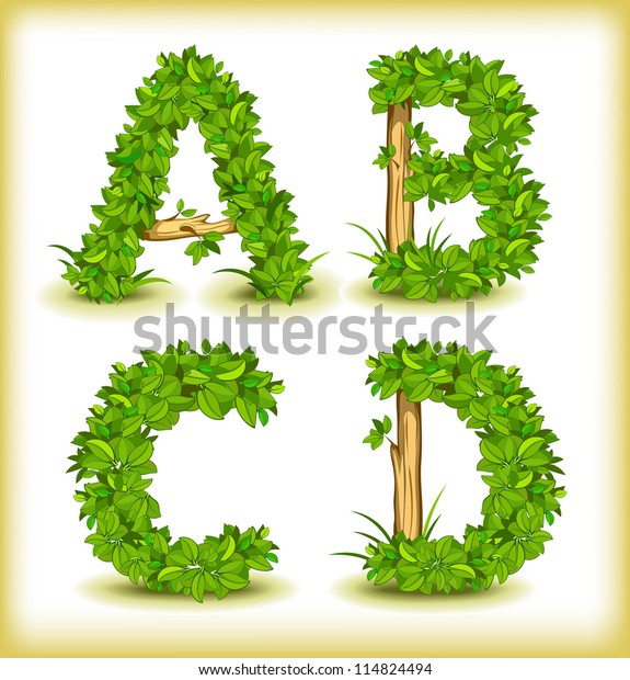 Green Tree Alphabet Font Stock Vector (Royalty Free) 114824494