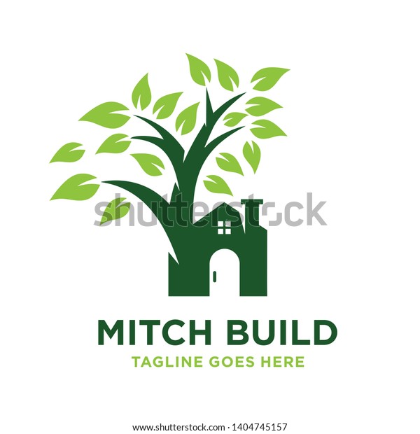 Green Tree House Building Logo Design Stock Vector (Royalty Free ...
