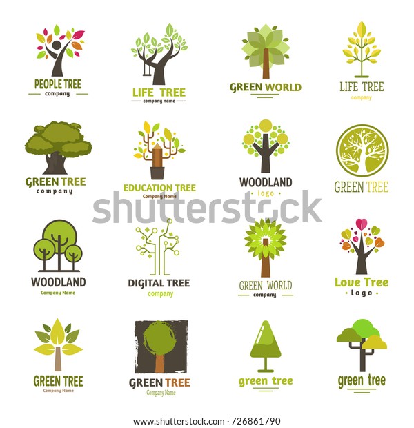 Green Tree Logo Badge Green Silhouette Stock Vector (Royalty Free ...