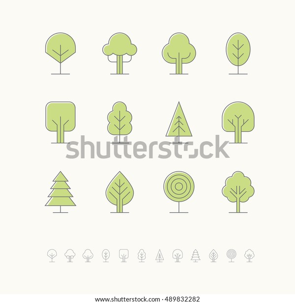 Green Tree Logo Icon Symbol Set Stock Vector (Royalty Free) 489832282 ...