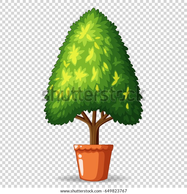 Green Tree Pot On Transparent Background Stock Vector (Royalty Free ...